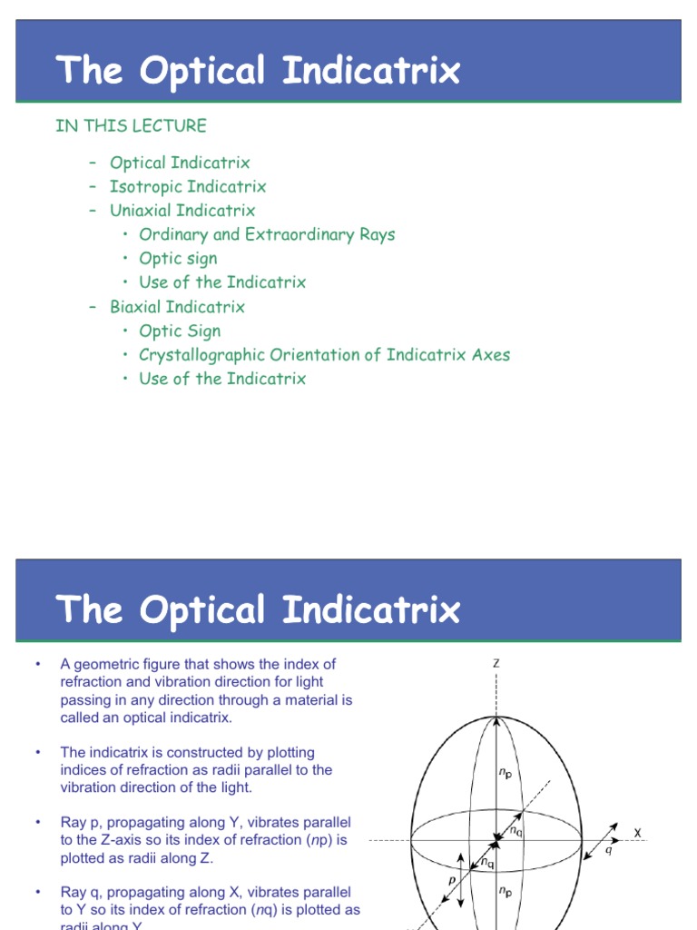 Lecture 07 G278 2007 Optical Indicatrix | PDF | Refractive Index | Optics