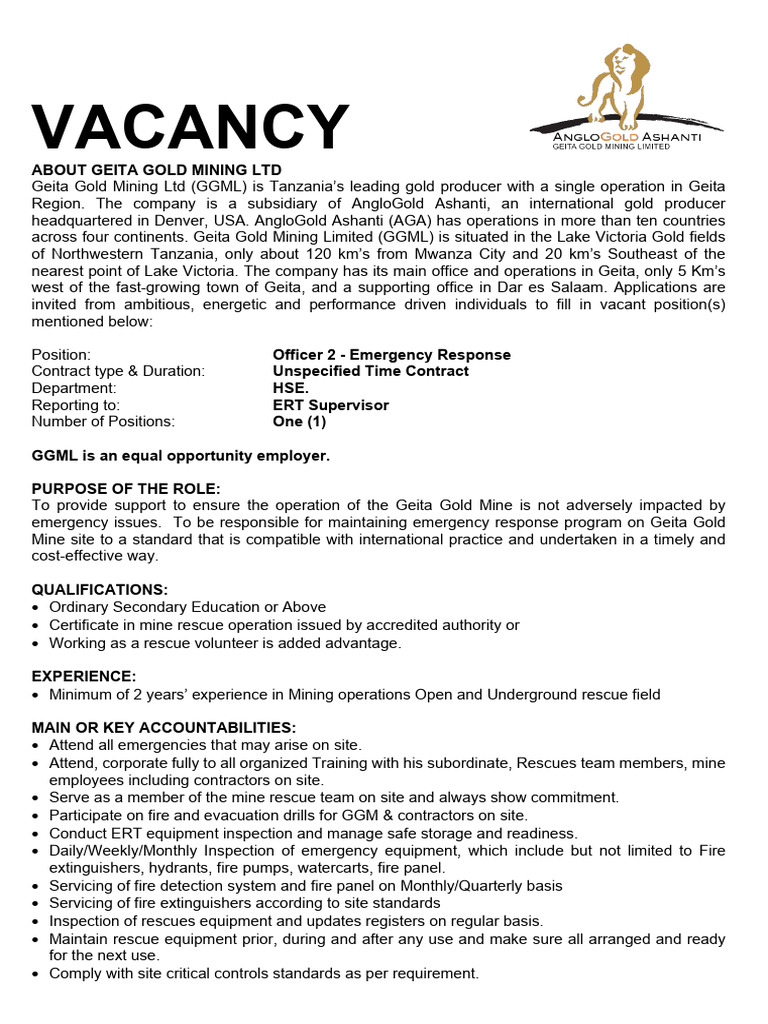 Emergency Response Officer Needed | PDF