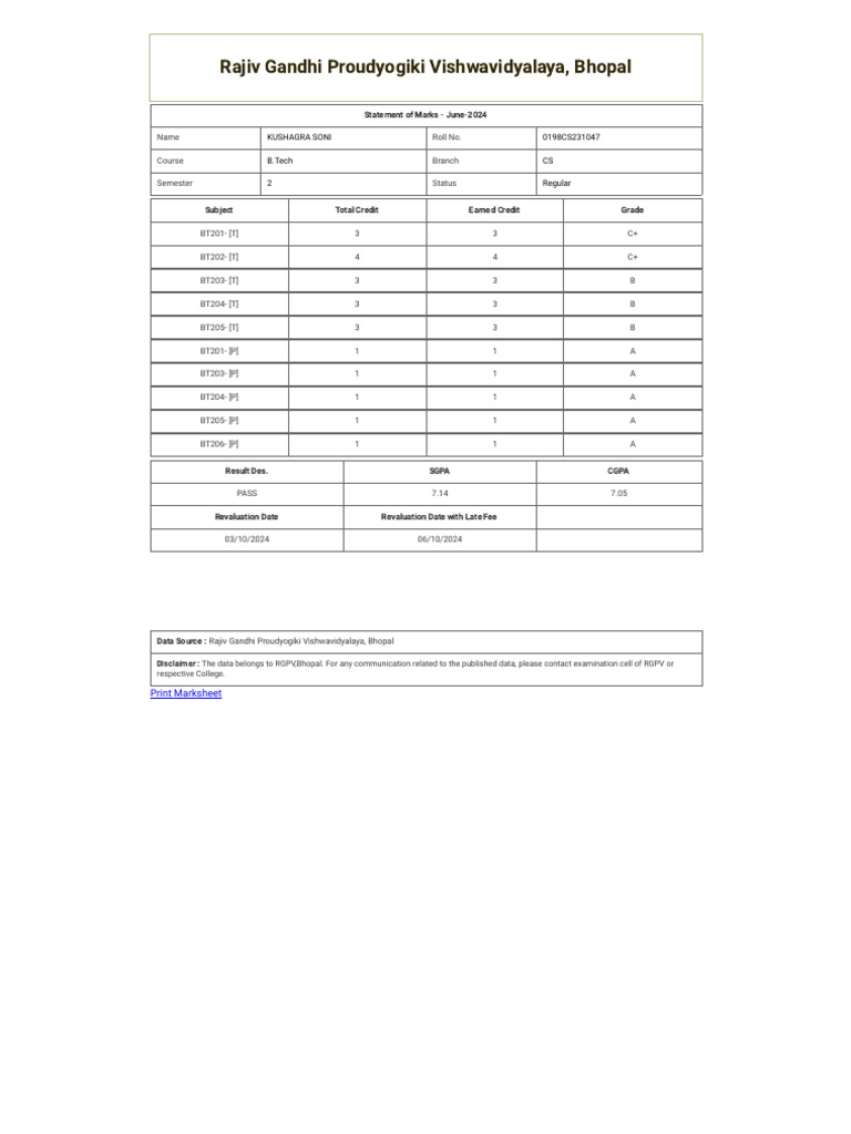 Rajiv Gandhi Proudyogiki Vishwavidyalaya, Bhopal __._ | PDF ...