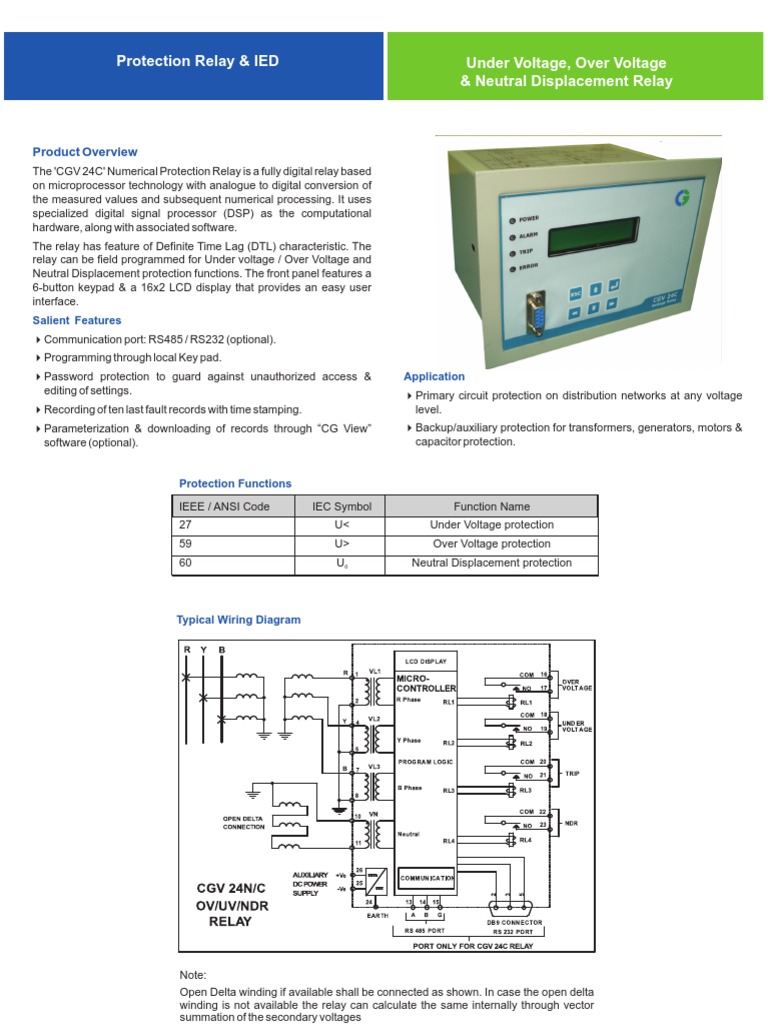 Under Voltage Over Voltage & ND Relay | PDF | Relay | Power Supply