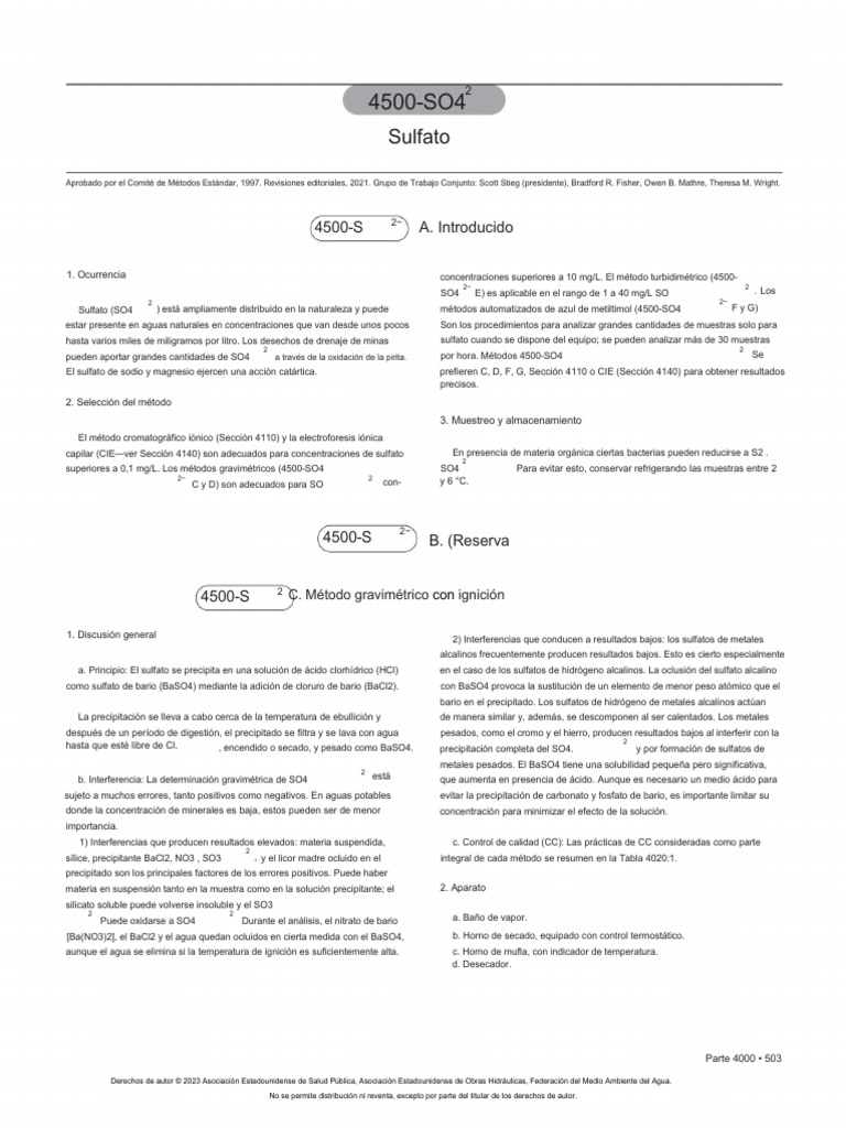 Métodos de Análisis de Sulfato SO4 | PDF | Precipitación (Química ...