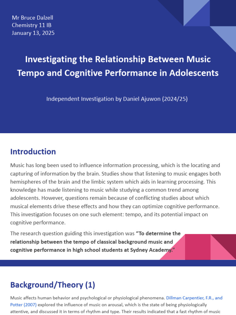 Daniel Ajuwon - Science Fair_ Presentation Drop Box | PDF | Mental Chronometry | Neuroscience