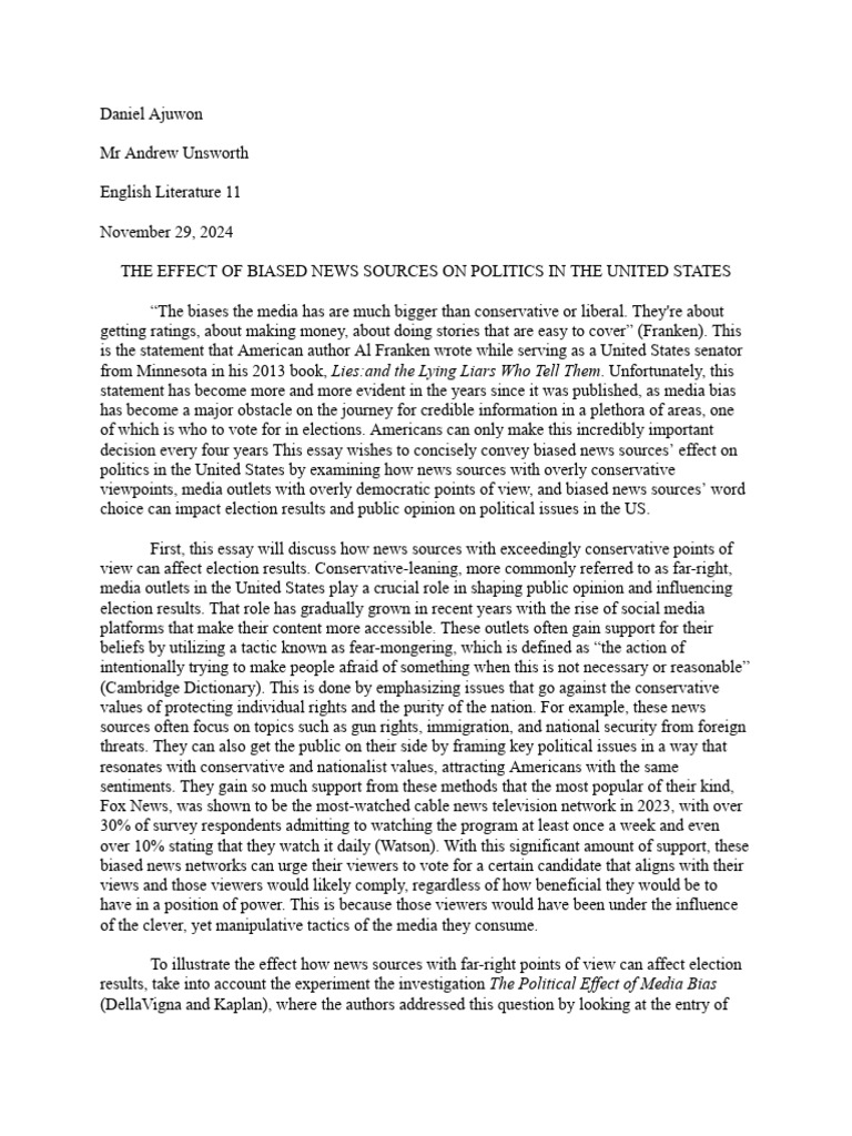 Media Bias and U.S. Election Impact | PDF | Elections | News