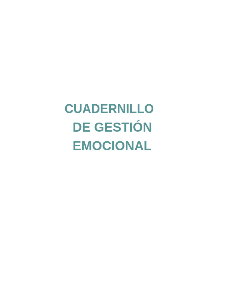 Cuadernillo de Gestión Emocional | PDF | Las emociones | Temor