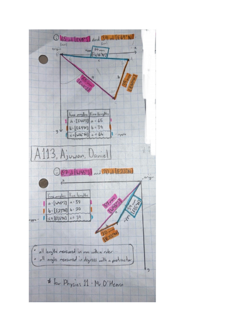 Physics Assignment 1.1.03 - Graphical Vector Addition Drawings | PDF