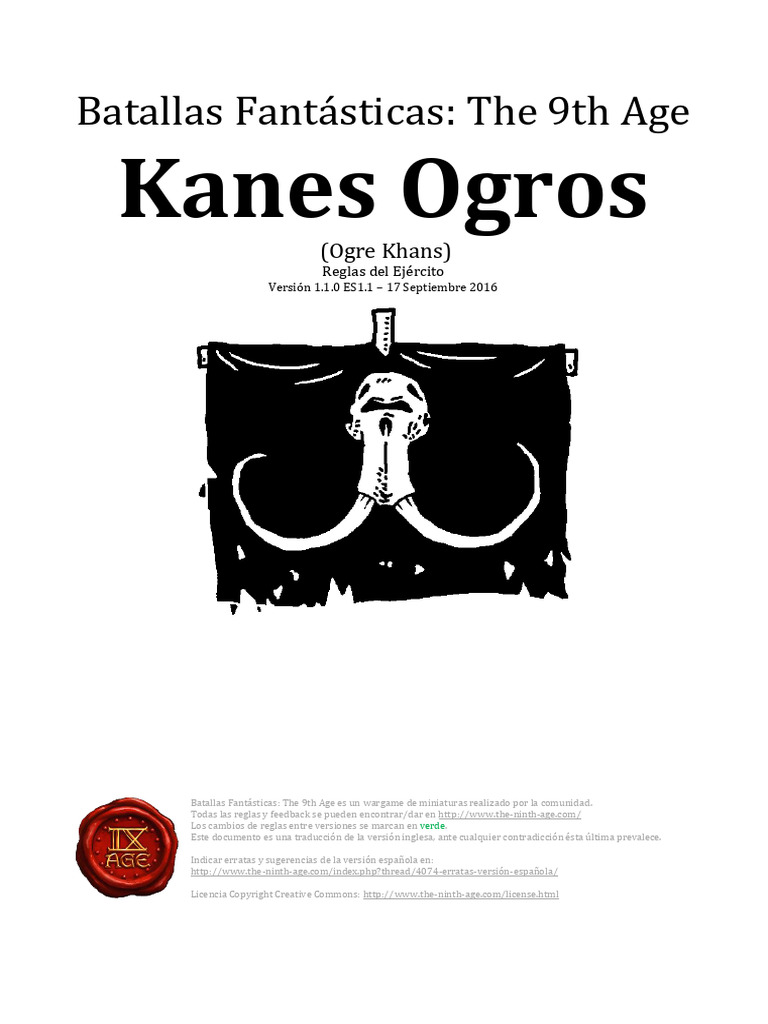 Reglas del Ejército Kanes Ogros 9th Age | PDF | Infantería | Caballería