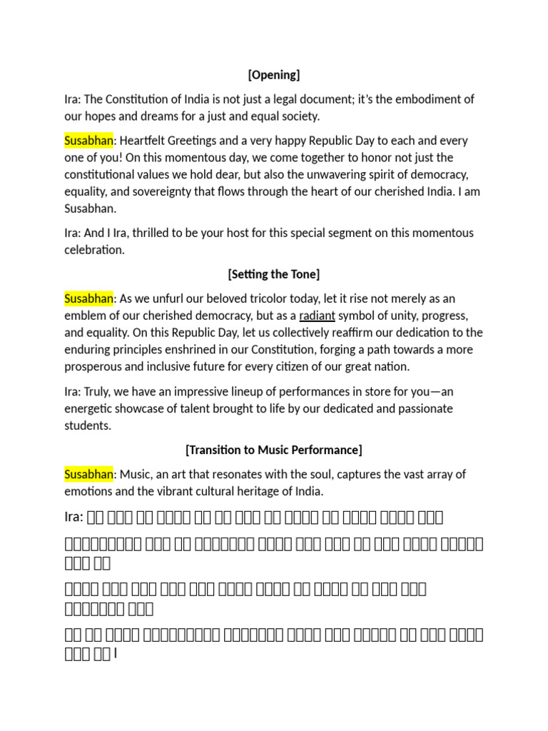 Republic Day Final Anchoring Script | PDF