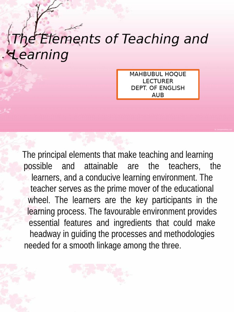 Lecture 3 the Elements of Teaching | PDF | Learning | Teachers