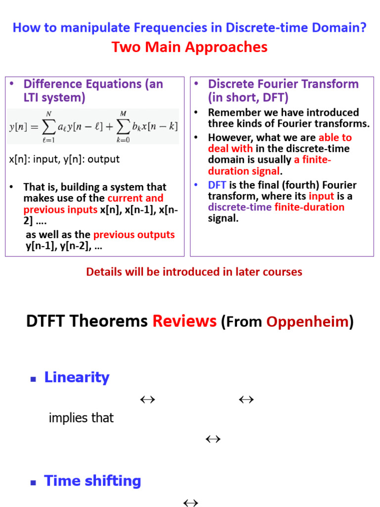 Course 06 - DTFT and Z-Transforms | PDF | Discrete Fourier Transform | Algorithms