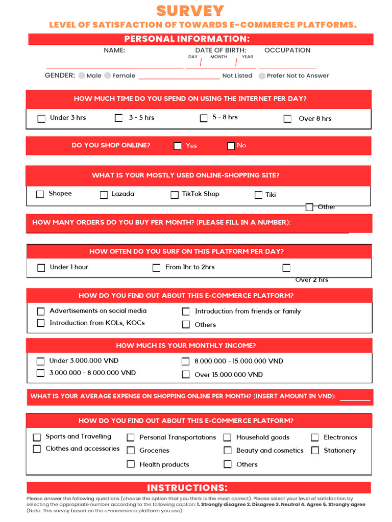Green Gray Simple Survey Form A4 Document | PDF | Online Shopping | E ...