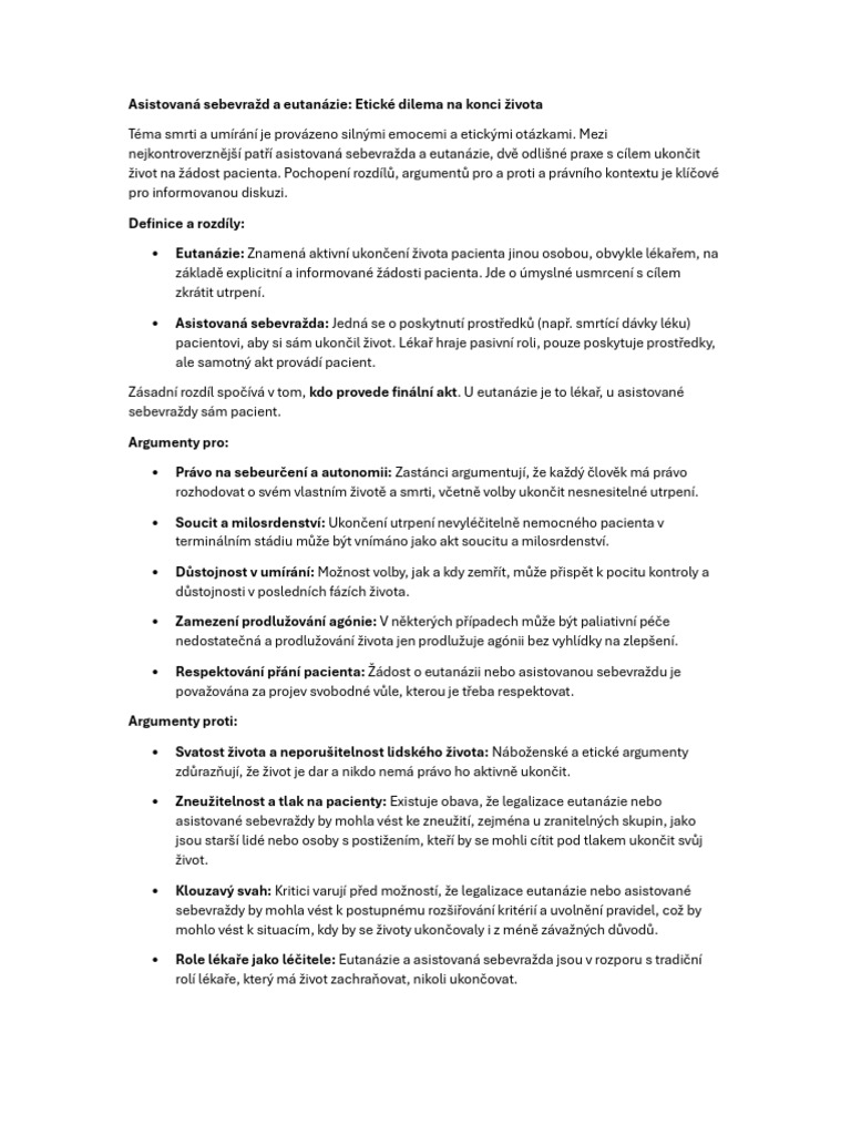 Asistovana Sebevrazda Eutanazie | PDF