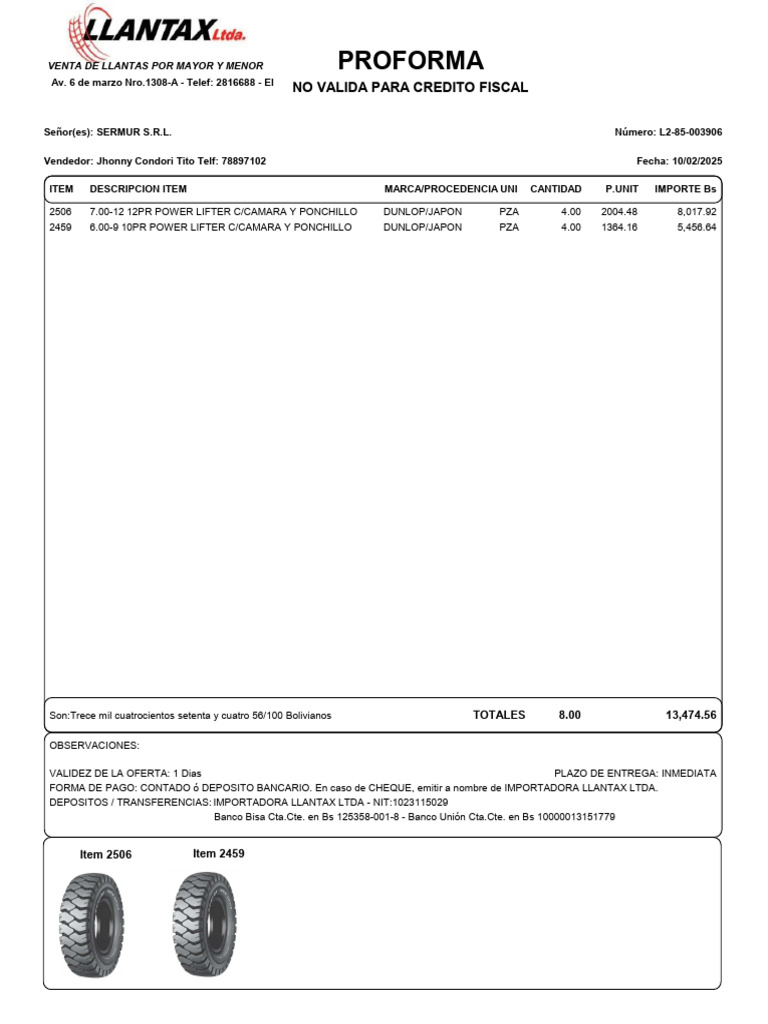 PROFORMA NRO.- 3906 | PDF