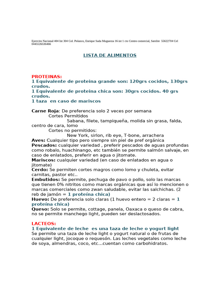 LISTA DE ALIMENTOS 2020.doc 2 | PDF | Panes | Fruta