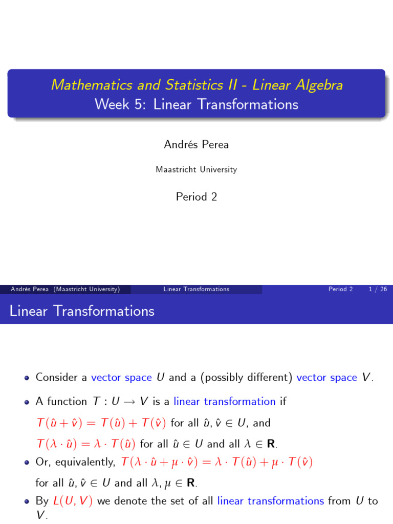 5-Linear-transformations-handout-1 | PDF | Linear Map | Algebra