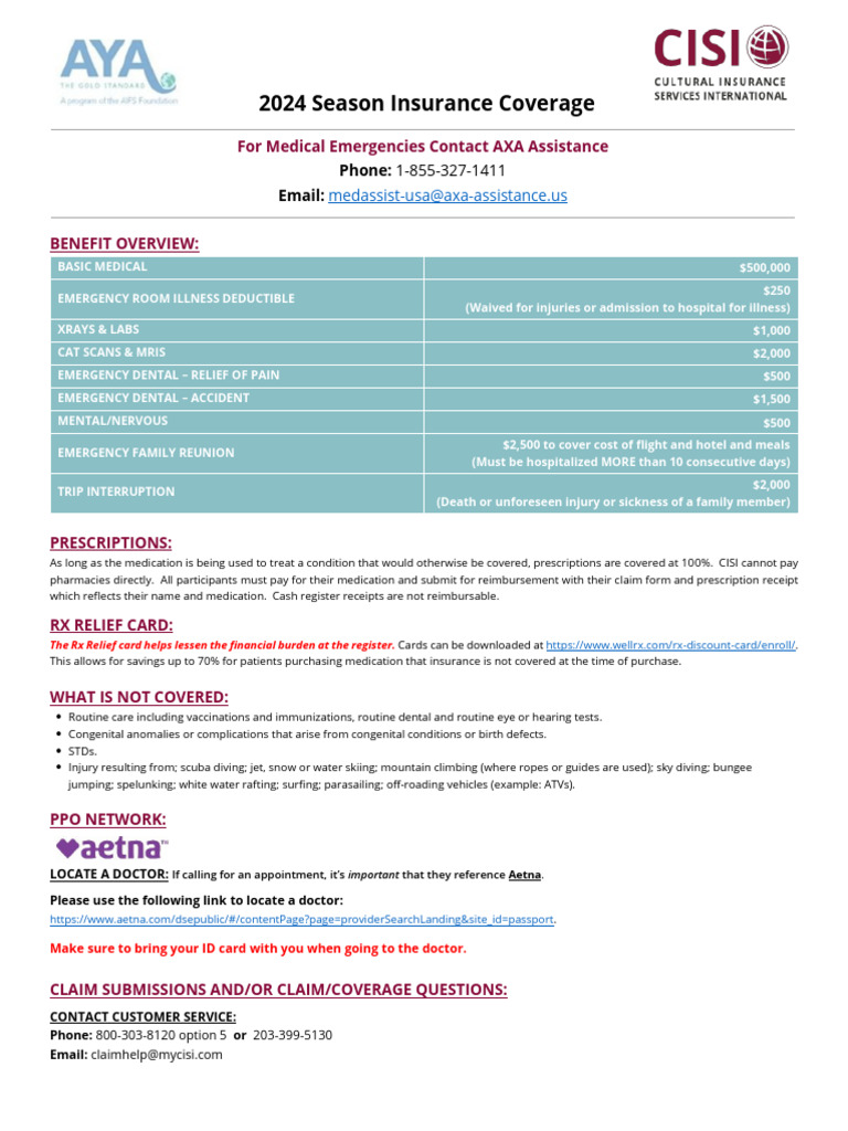 2024 Cheat Sheet For Aya Flex & Yes Participants | PDF | Health Care | Social Programs