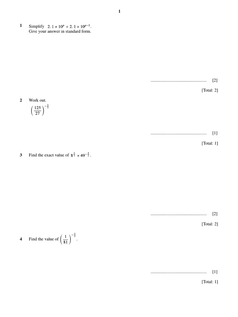 Indices Worksheet | PDF | Significant Figures | Arithmetic