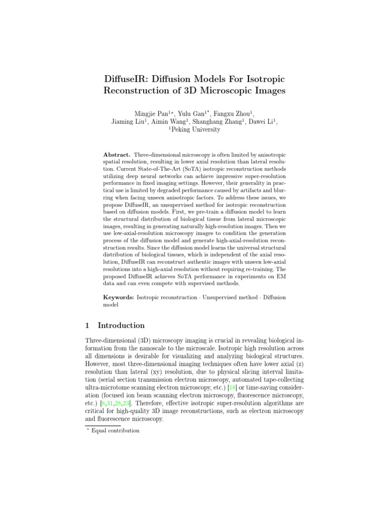 Pan-DiffuseIR-Diffusion Models For Isotropic Reconstruction | PDF ...