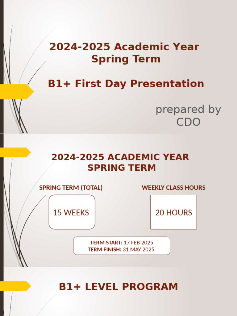 B1+ - First Day Presentation - 2024-2025 SPRING TERM (13.02.2025) | PDF