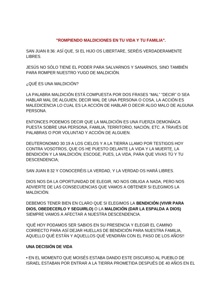 Rompe Maldiciones Con Fe Pdf Pecado Cristo Título