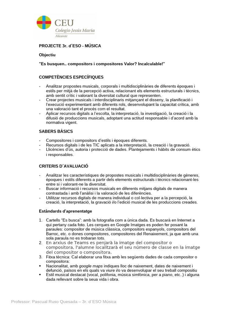 2n. Projecte 3r. ESO | PDF