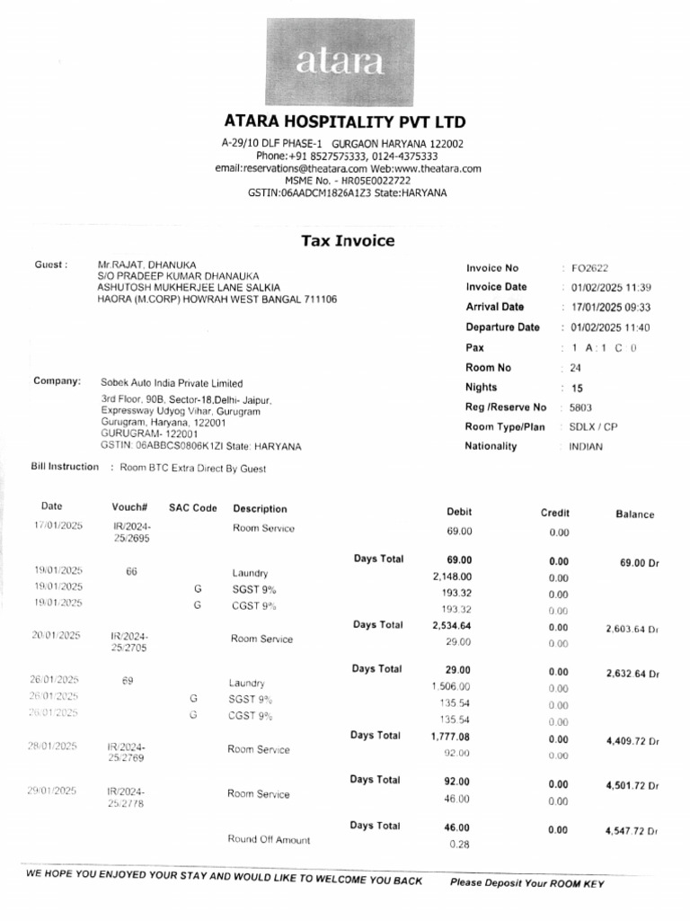 Atara Laundry Bill | PDF