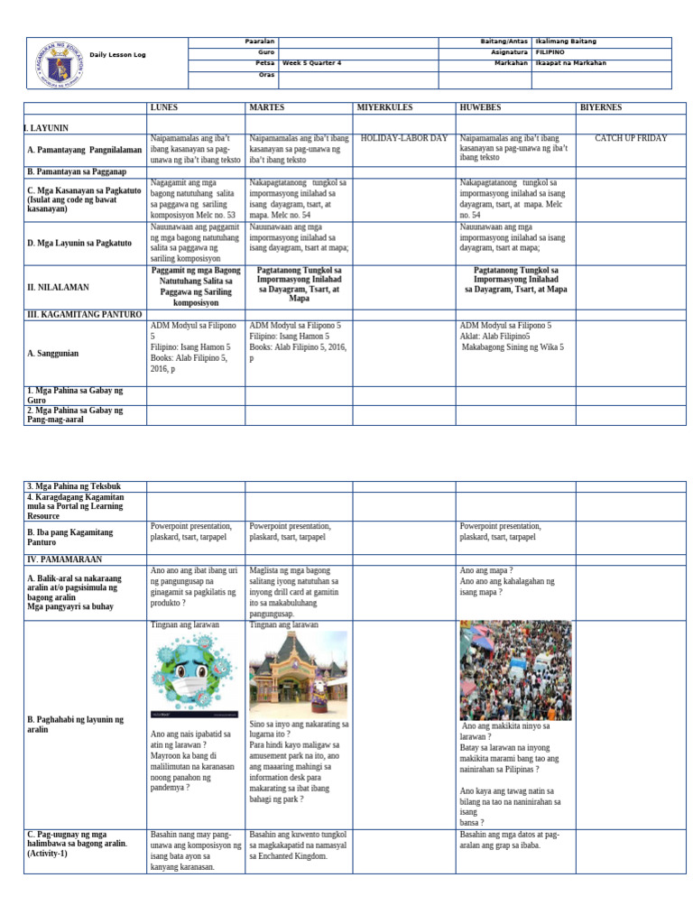 DLL Q4 W5 Filipino 5 | PDF