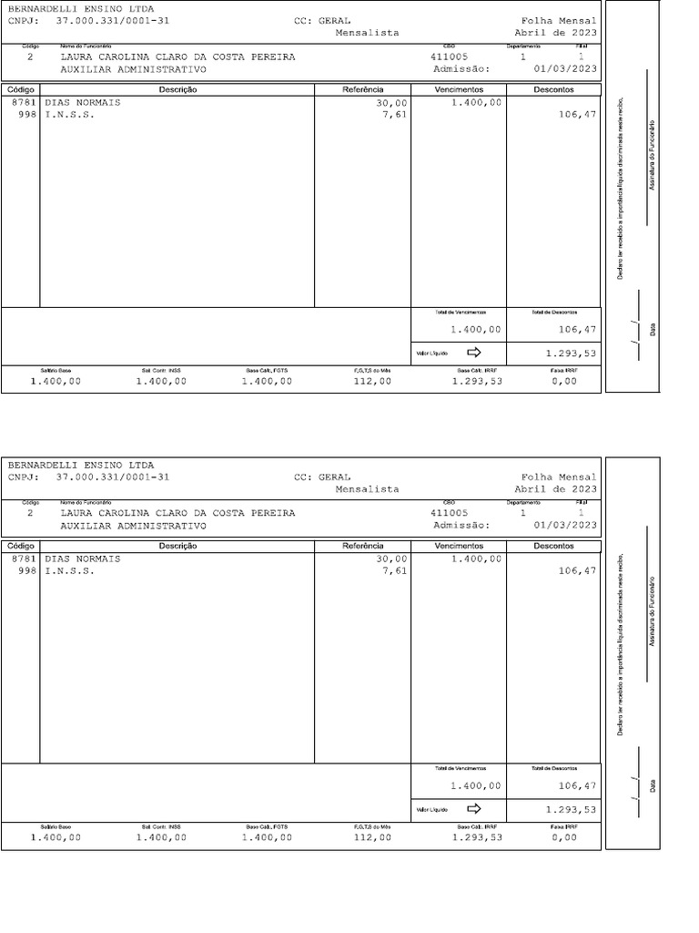 Holerite Laura Maio | PDF