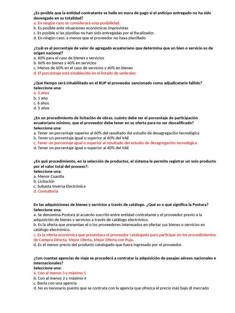 Examen Del Sercop 2 | PDF | Subasta | Oferta (economía)