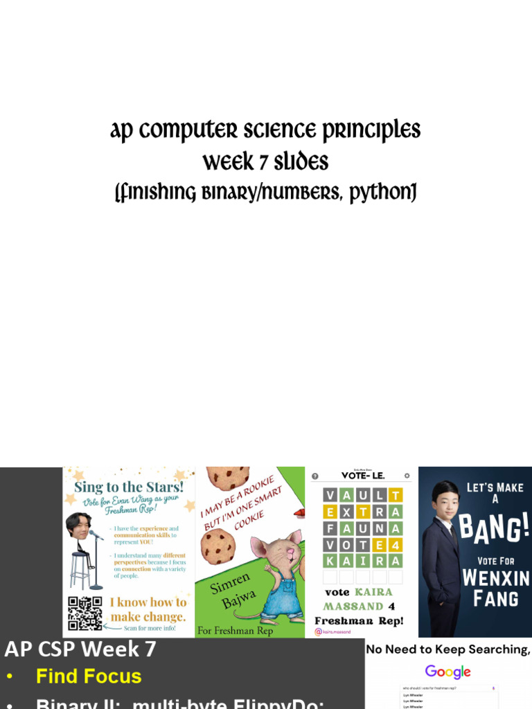 AP CSP 2024-25 -- Week 7 Slides | PDF | Parameter (Computer Programming) | Decimal