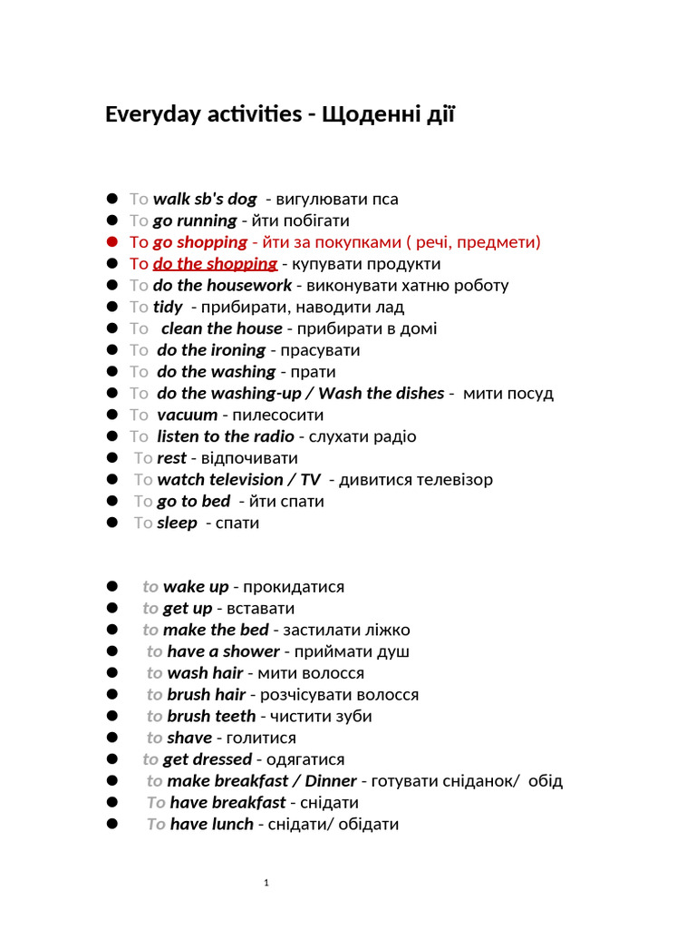 Everyday activities | PDF