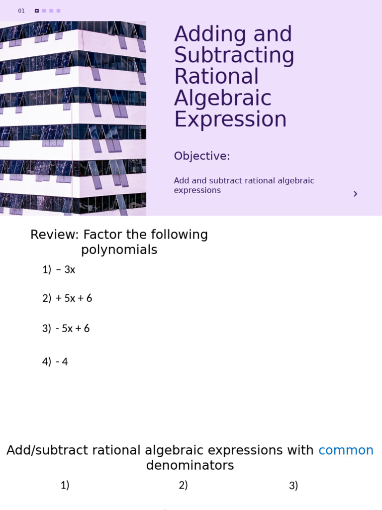 Adding and Subtracting Rational Algebraic Expression | PDF