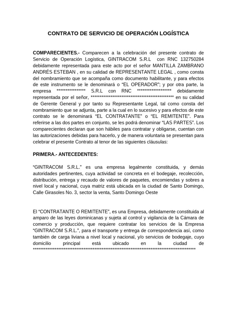 Contrato Servicio Logística GINTRACOM | PDF | Arbitraje | Business