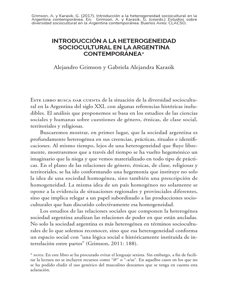 Heterogeneidad Sociocultural en Argentina | PDF | Racismo ...