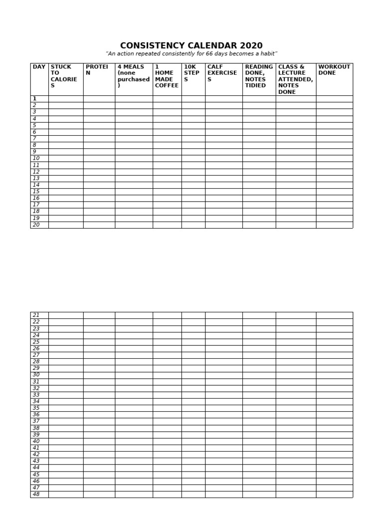 2020 Habit Tracker Calendar | PDF