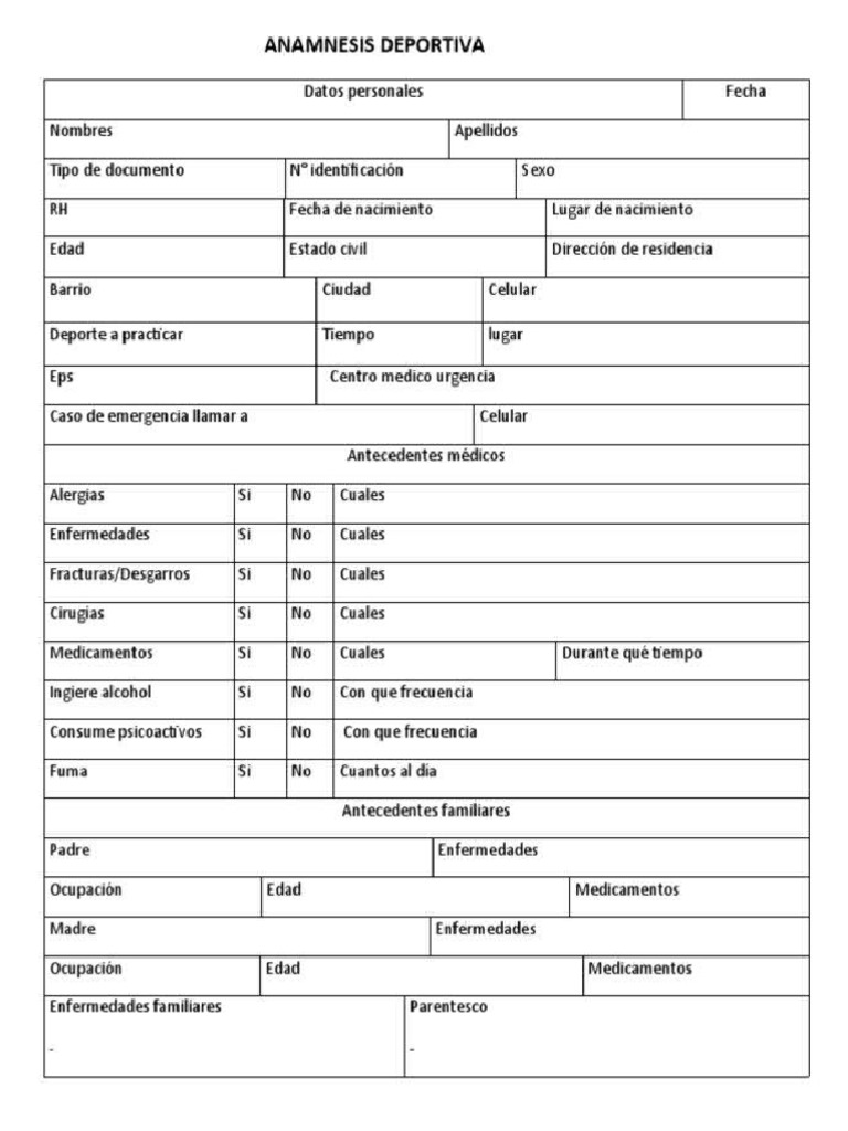 anamnesis deportiva | PDF