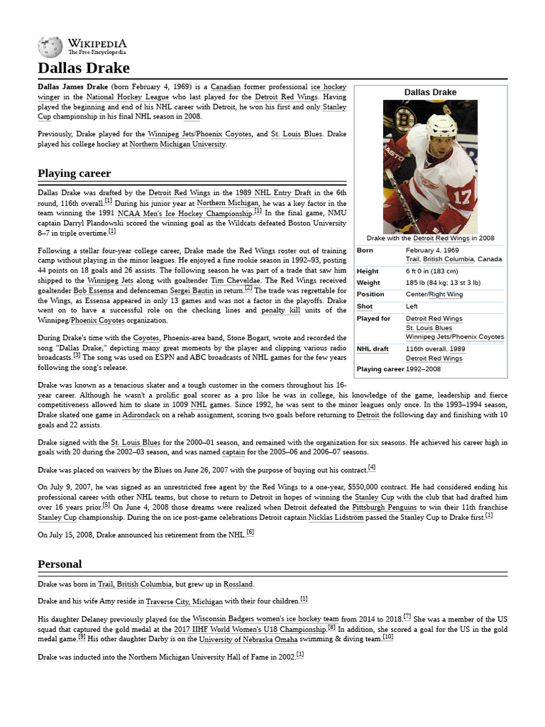Dallas_Drake | PDF | Ice Hockey | National Hockey League