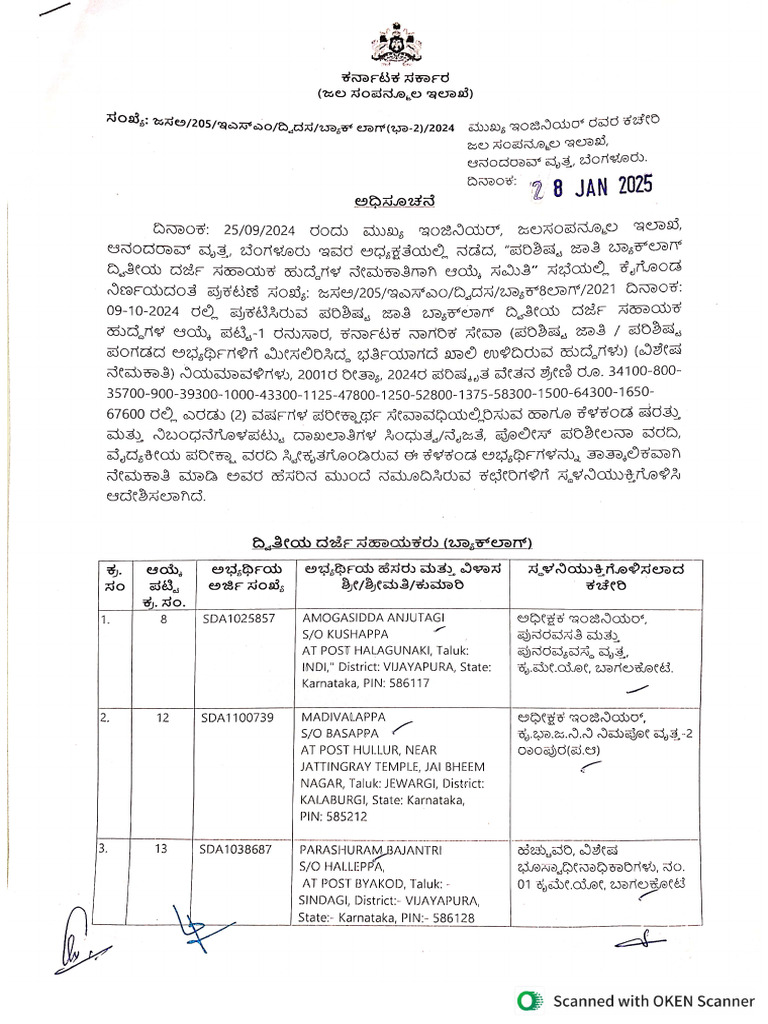 WRD SDA BL Appointment Order 28 01 2025 | PDF