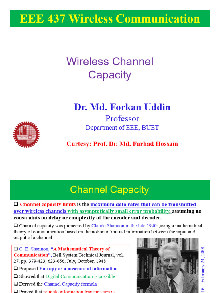 Lecture 3 Channel Capacity | PDF | Telecommunications Engineering ...