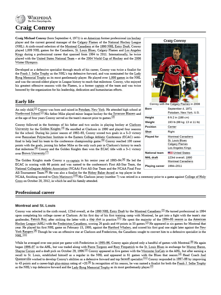 Craig_Conroy | PDF | National Hockey League | Ice Hockey