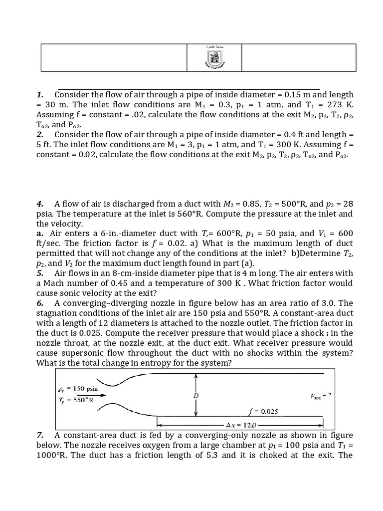 Fanno Flow Analysis and Calculations | PDF | Applied And ...