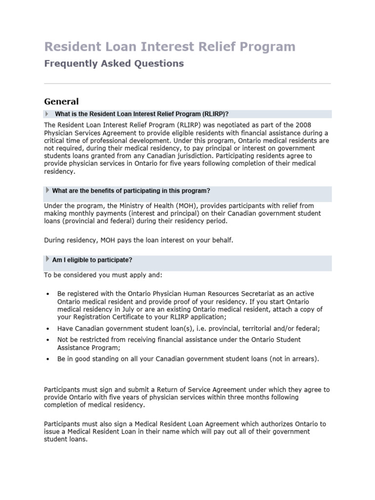 Moh Rlirp Faq en 2024 02 16 | PDF | Student Loan | Residency (Medicine)