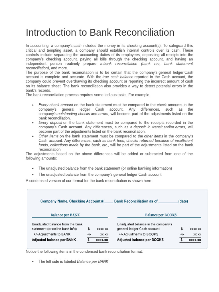 Introduction To Bank Reconciliation | PDF | Debits And Credits | Cheque