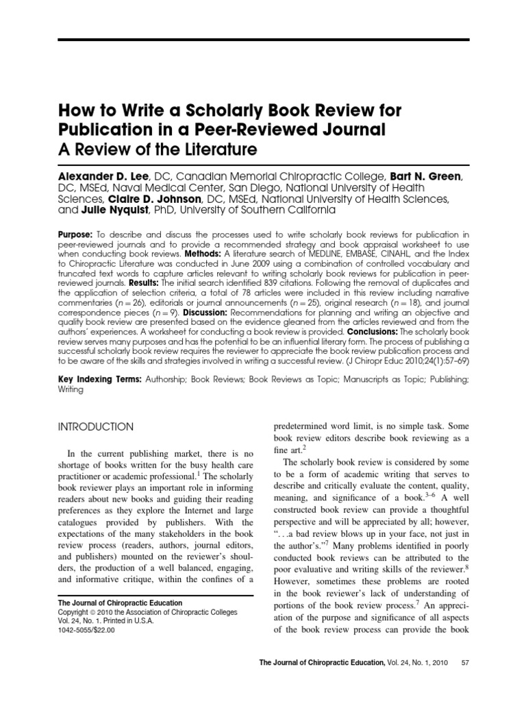 How To Write A Scholarly Book Review For Publication in A Peer-Reviewed ...