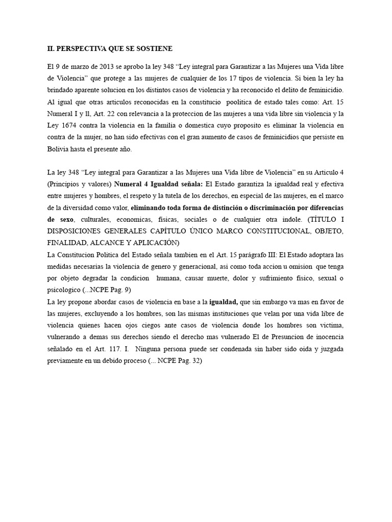 Perspectiva de La Ley 348 | PDF