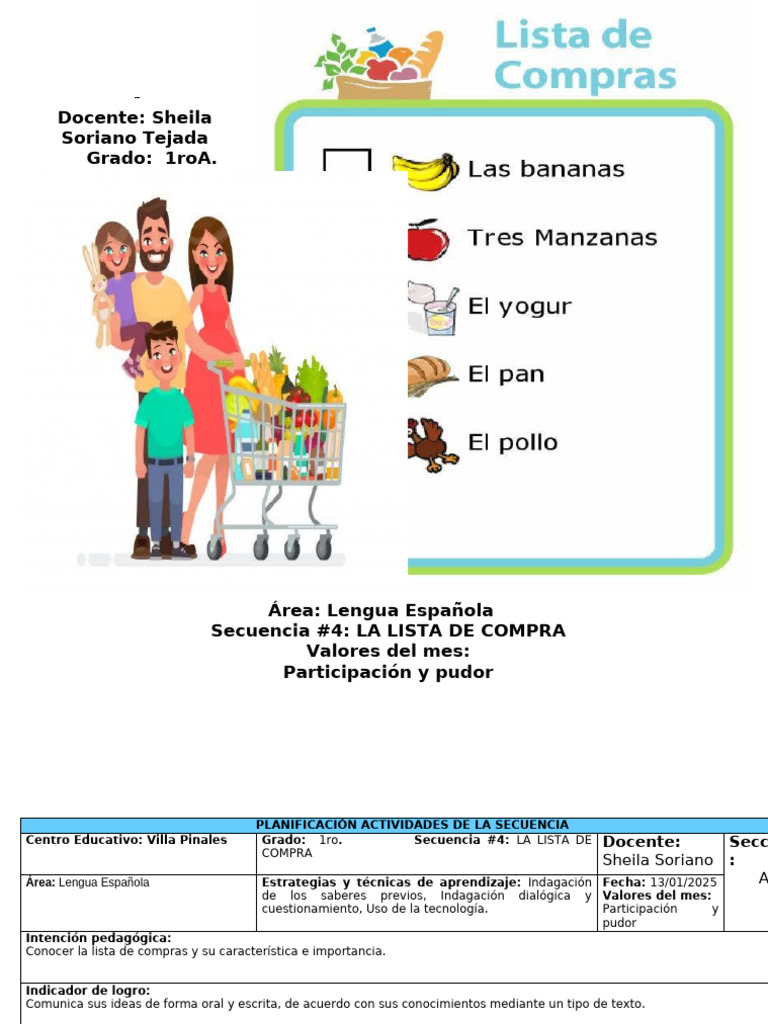 Actividades de Compras para 1roA | PDF | Aprendizaje | Pasteles