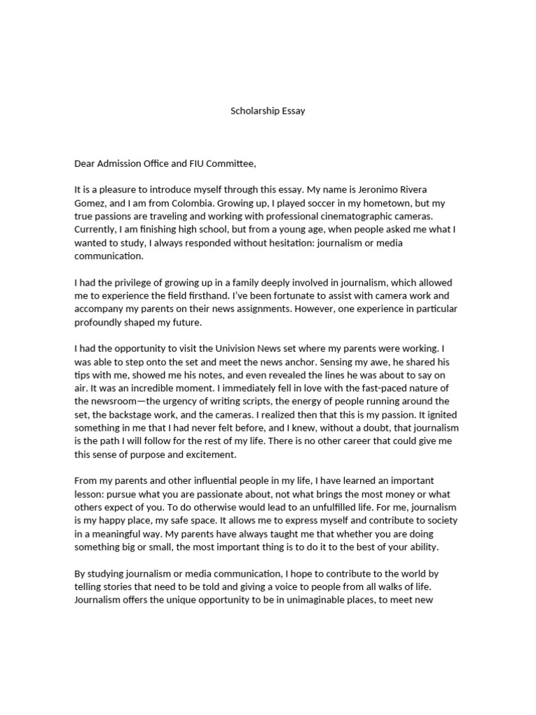 Journalism Passion Scholarship Essay | PDF