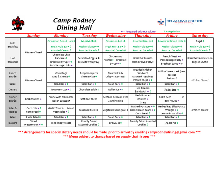 2024_RSR_Dining_Hall_Menu | PDF | Salad | Sandwich