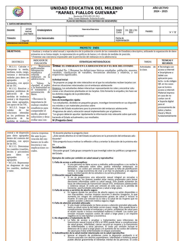 Proyecto ENEIS: Prevención Embarazo Adolescente | PDF | Aborto | Cuantil