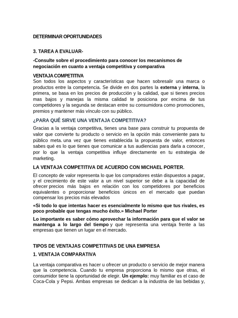 VENTAJA COMPETITIVA | PDF | Business | Ventaja comparativa