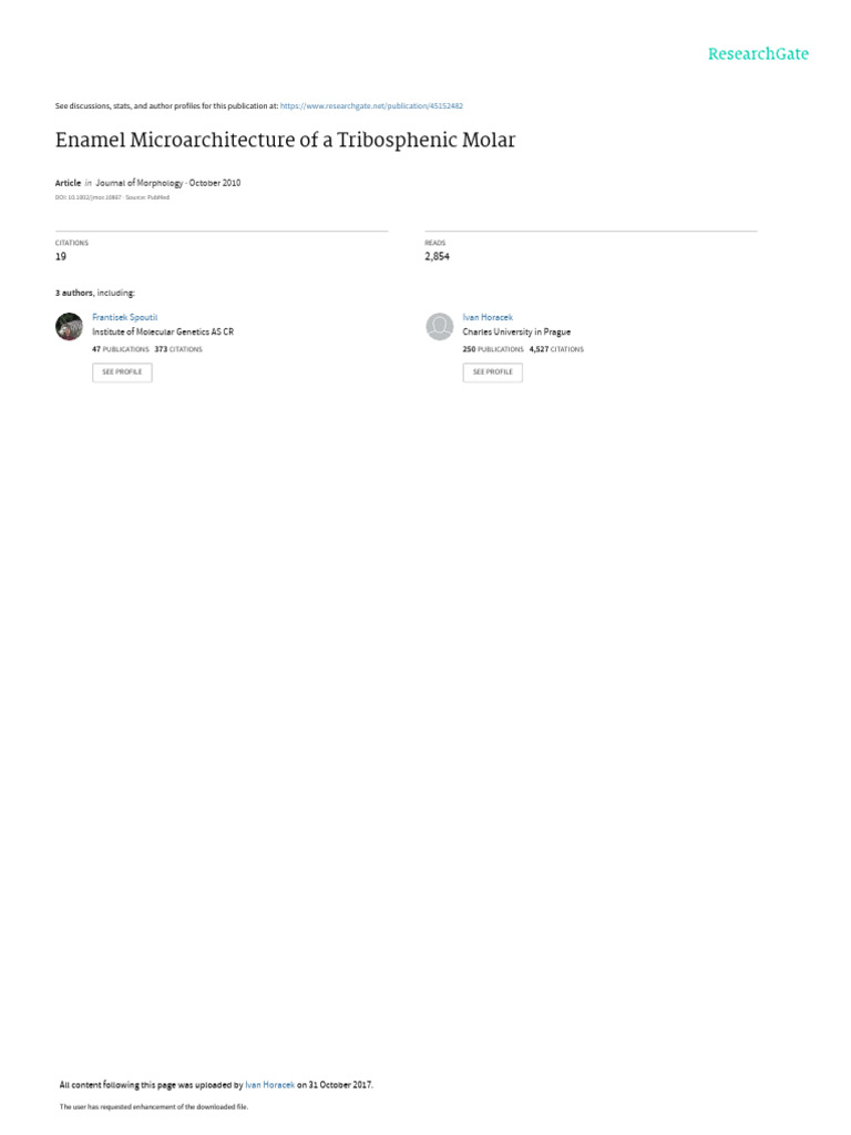 Enamel Microarchitecture of A Tribosphenic Molar | PDF | Tooth Enamel